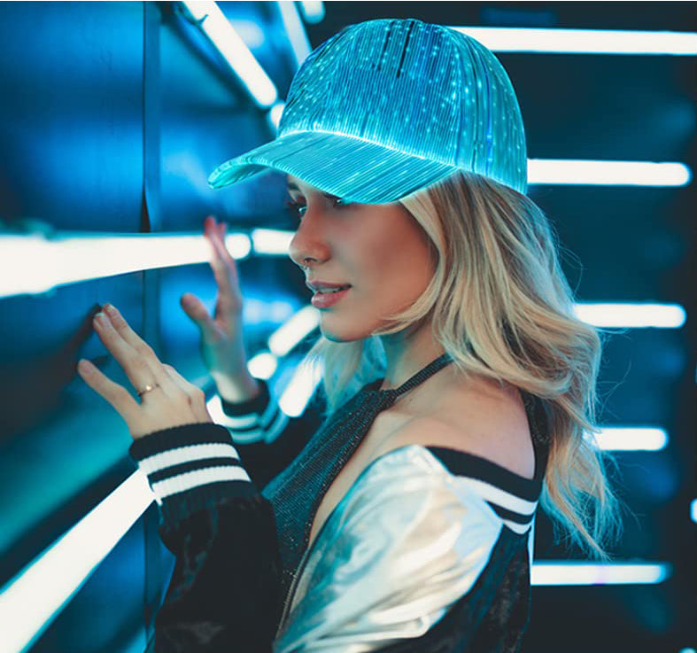led fiber optic luminous hat bar disco luminous baseball cap hip hop c ...